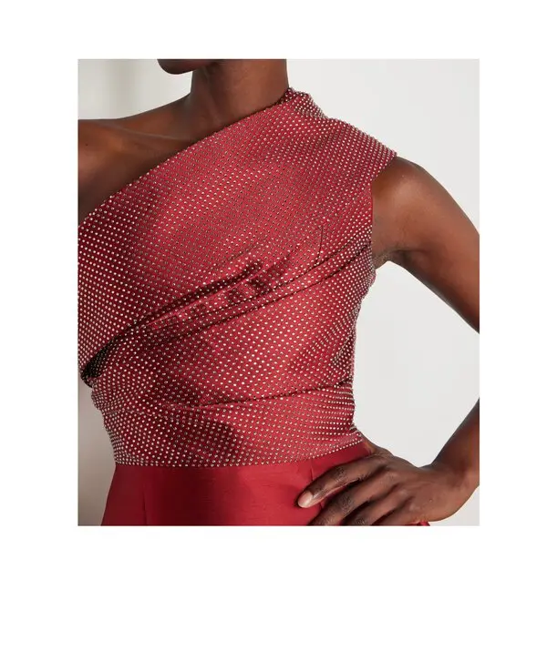 Solace One-shoulder Gown With Embellished Bodice And Voluminous Overlay Skirt