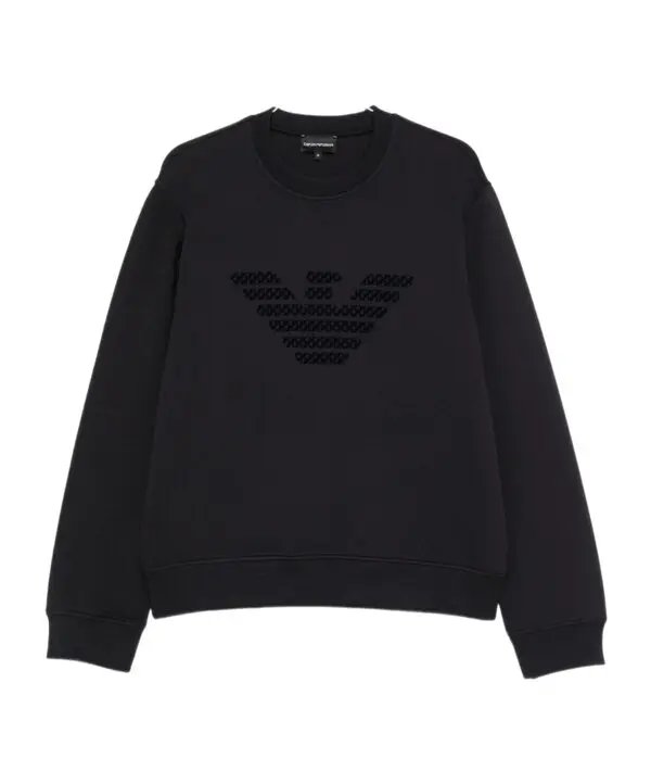 Emporio Armani Crewneck Sweatshirt With Logo Print - Black