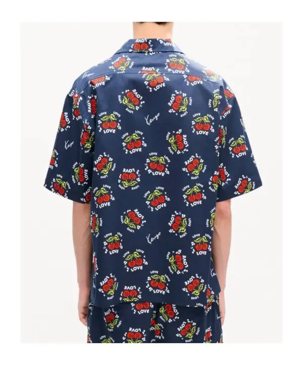Kenzo Loves' Hawaiian Short Sleeve Shirt In Cotton Poplin - Blue-black