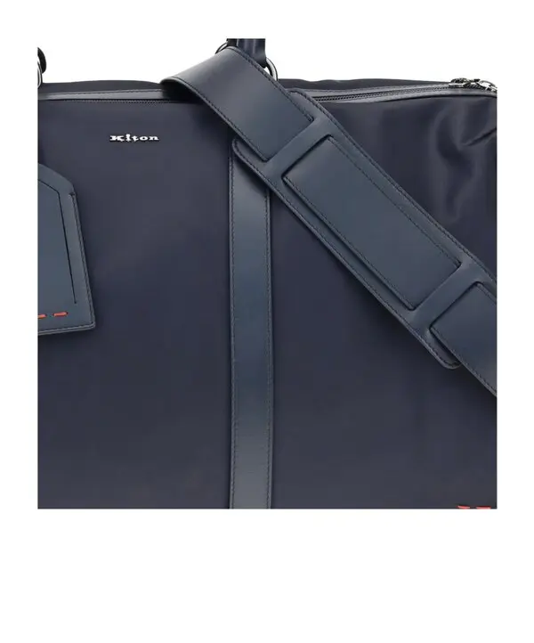 Kiton Leather Trim Travel Duffle Bag