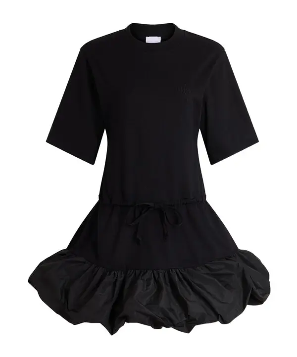 PATOU Drawstring-waist Bubble-hem Mini Dress - Black