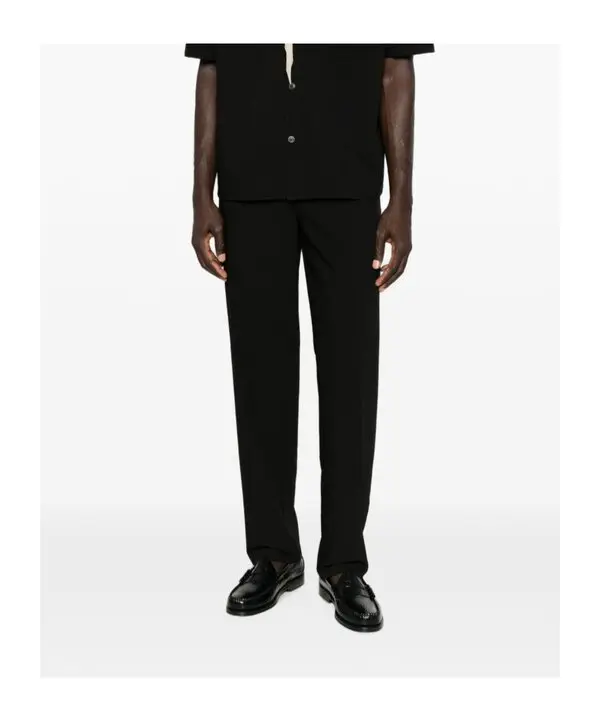 Emporio Armani Pressed-crease Straight-leg Trousers - Black
