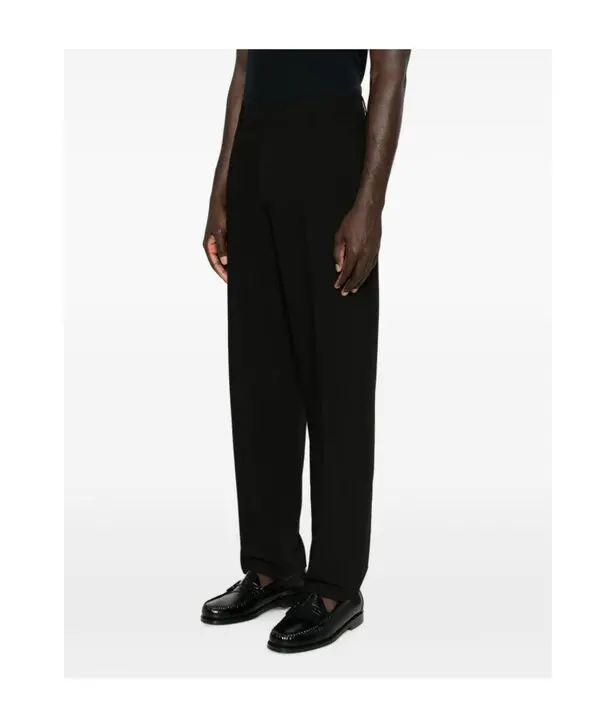 Emporio Armani Pressed-crease Straight-leg Trousers - Black