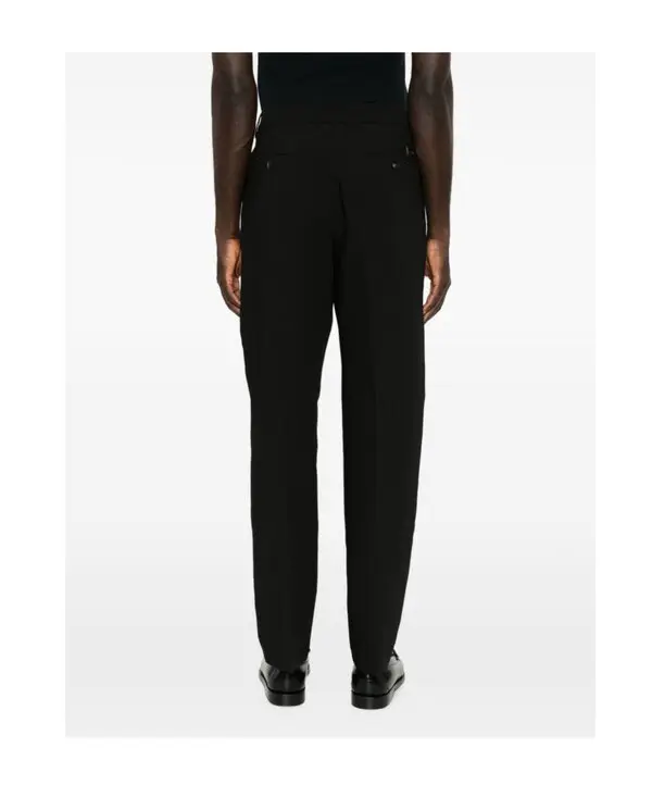 Emporio Armani Pressed-crease Straight-leg Trousers - Black