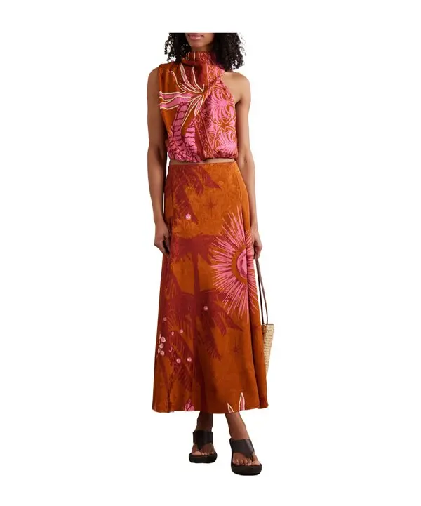 Johanna Ortiz Printed Jacquard Midi Skirt