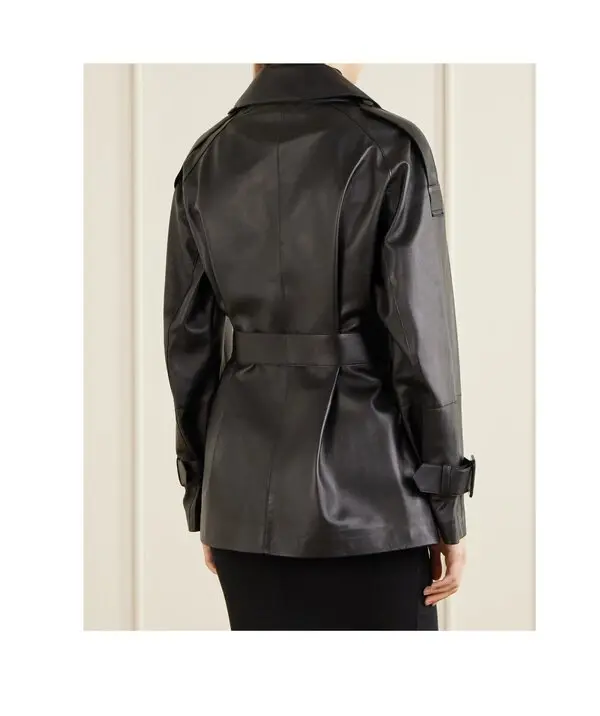Nour Hammour Long Sleeve Leather Belted Jacket