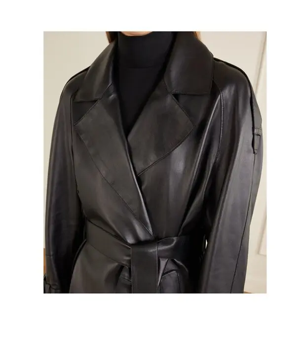Nour Hammour Long Sleeve Leather Belted Jacket