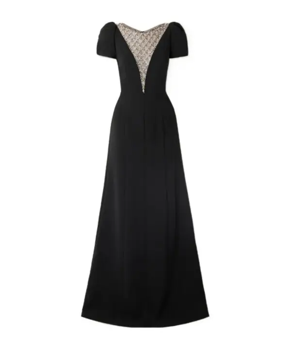 Jenny Packham Embellished Tulle-paneled Crepe Gown - No