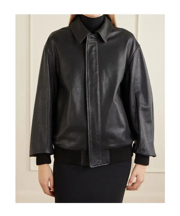 Nour Hammour Long-sleeved Leather Jacket