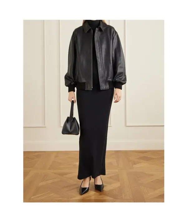 Nour Hammour Long-sleeved Leather Jacket