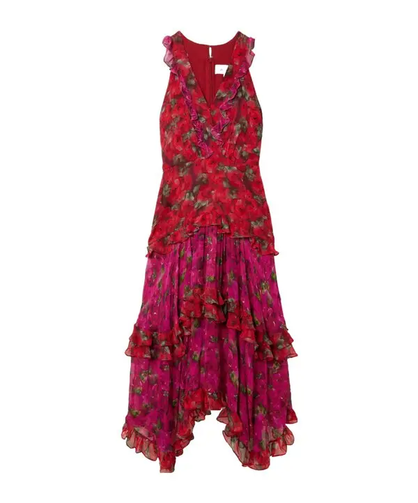 Saloni Floral Print Tiered Maxi Dress - No