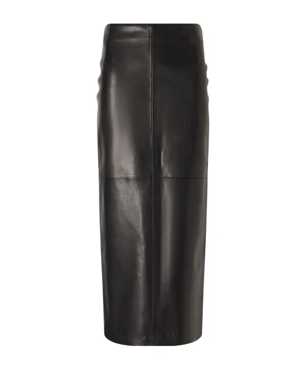 Nour Hammour Paneled Leather Maxi Skirt