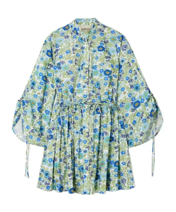 ALEMAIS Floral-print Organic Cotton-poplin Mini Dress