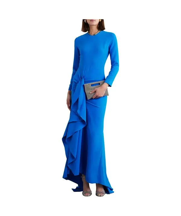Solace Nia Ruffled Crepe Gown