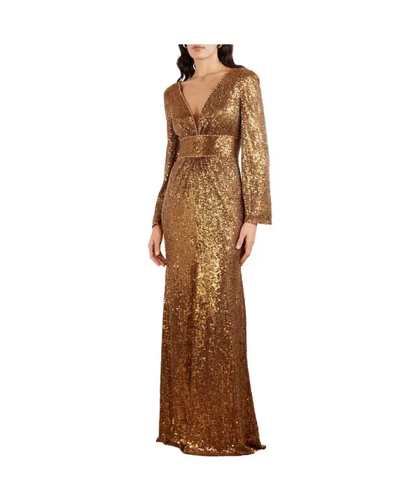 Jenny Packham Sequined Mesh Gown