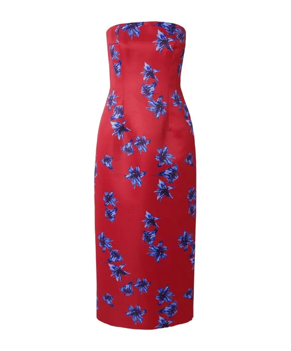 EMILIA WICKSTEAD Floral-print Strapless Faille Midi Dress - No