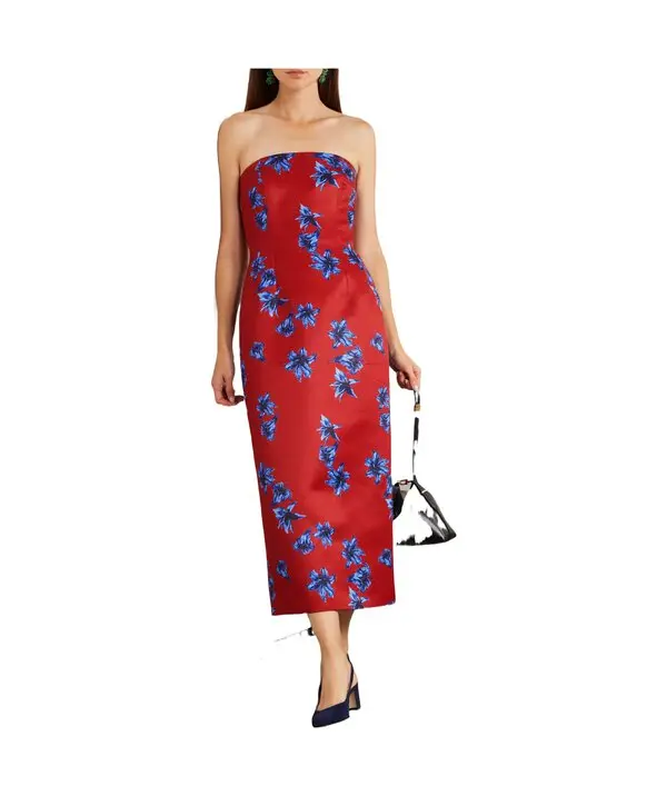 EMILIA WICKSTEAD Floral-print Strapless Faille Midi Dress
