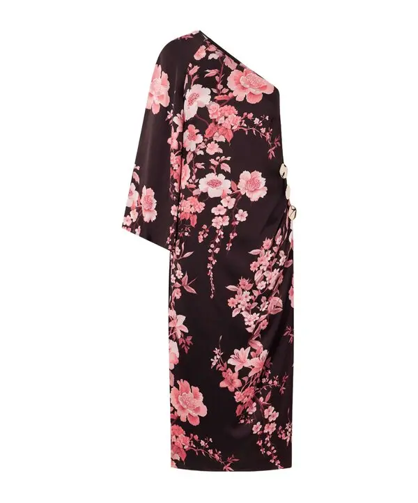 Borgo De Nor Embellished Printed Satin Midi Dress