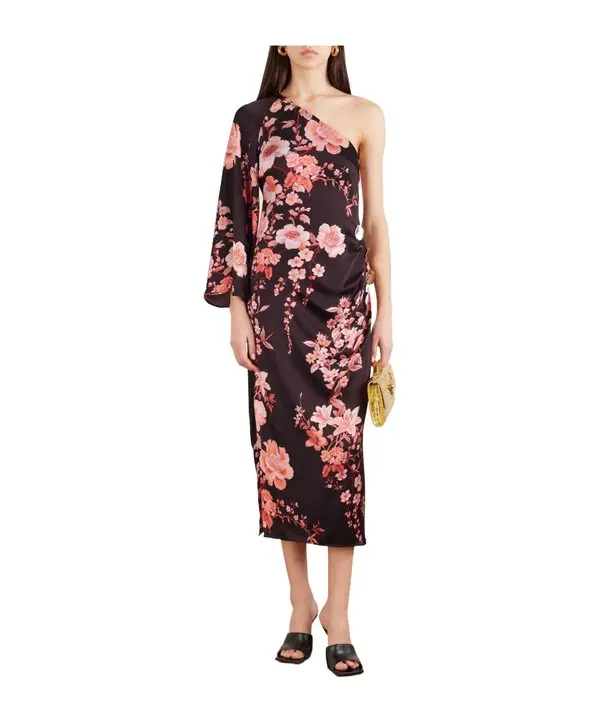 Borgo De Nor Embellished Printed Satin Midi Dress