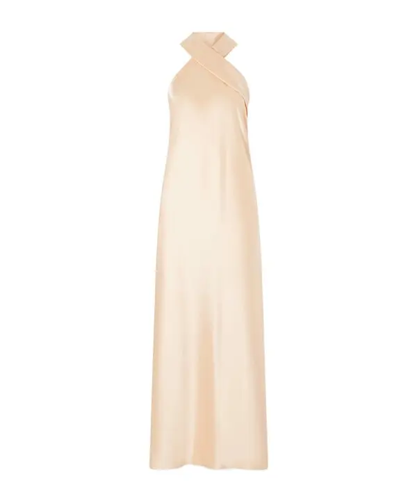 Galvan Pandora Satin Halterneck Midi Dress