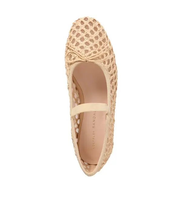 LOEFFLER RANDALL Woven Raffia Ballet Flats With Bow Detailing