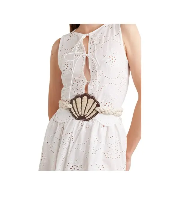 Johanna Ortiz Braided Cord Waist Belt With Leather Trim