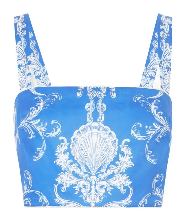 Borgo De Nor Didi Printed Cropped Cotton-poplin Top - No