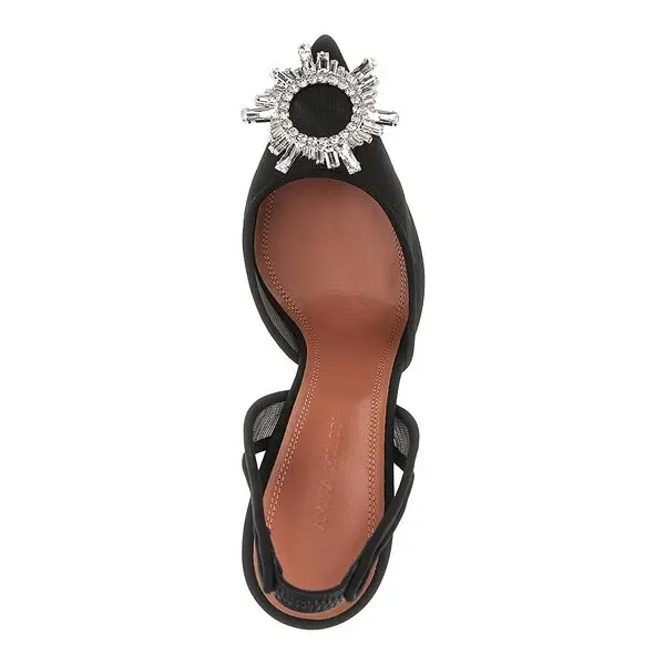 Amina Muaddi Begum Mesh Slingback Pumps - Black