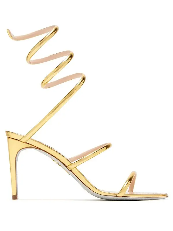 Rene Caovilla Metallic Gold Cleo 80 Sandals - Silver