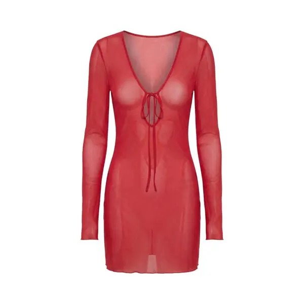 ALOMA STUDIO Améthyste Mini Mesh Dress - Red