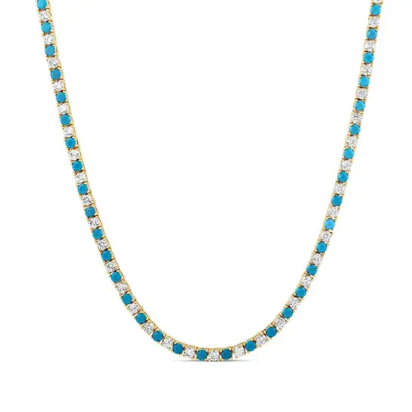 SHYMI Tennis Necklace With Alternating Stones - Gold/blue