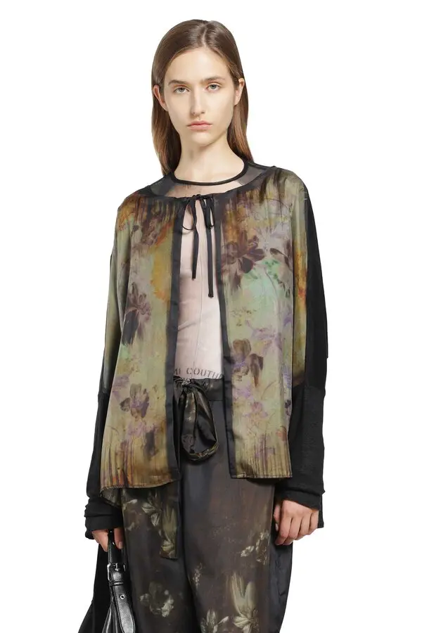 IA LONDON Wild Lily Silk Linen Cardigan
