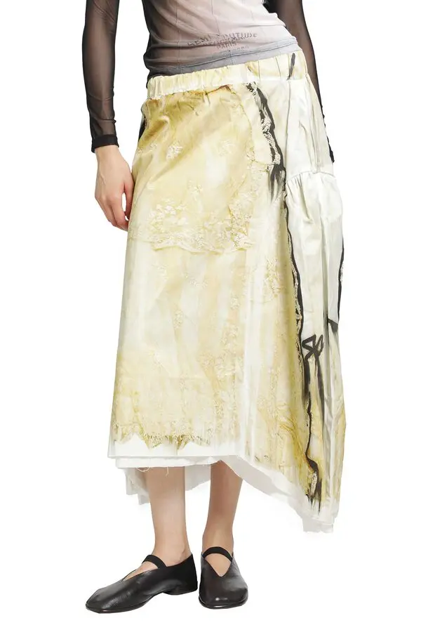 IA LONDON Moonlight Roses Graphic Print Layered Cotton Poplin Skirt