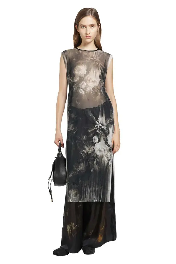 IA LONDON Moonlight Roses Sheer Maxi Dress - Brown