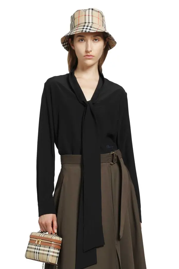 Burberry Silk Crepe De Chine Scarf Blouse