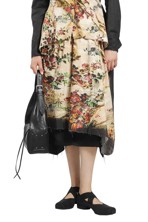 IA LONDON Gathered Midi Skirt With Floral Print