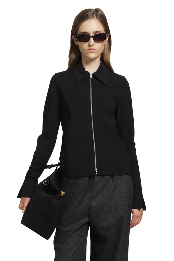 JIL SANDER Jersey Zip Closure Jacket - Black