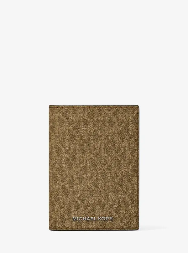 Michael Kors Hudson Signature Logo Folio Card Case In By - Green