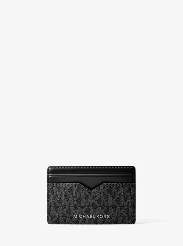 Michael Kors Hudson Signature Logo Card Case In By - Black
