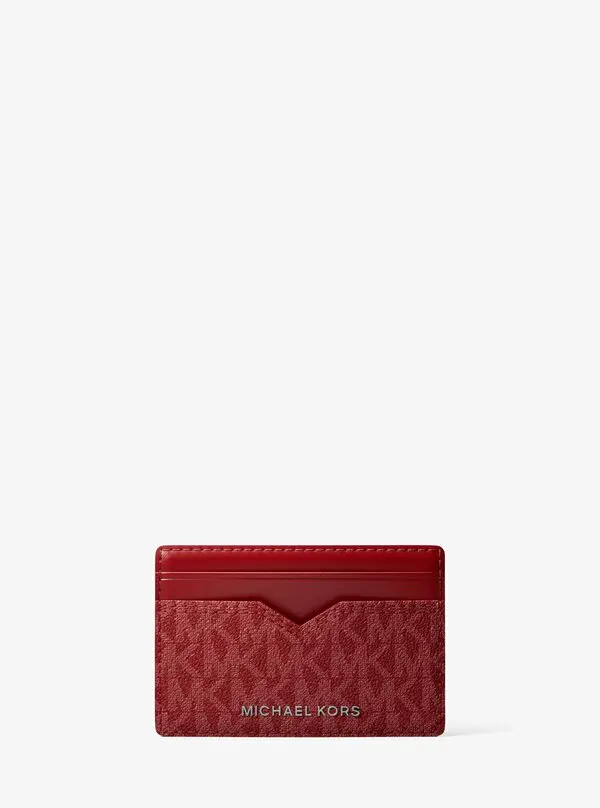 Michael Kors Hudson Signature Logo Card Case In By - Red