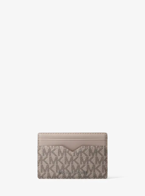 Michael Kors Hudson Signature Logo Card Case In By - Silver