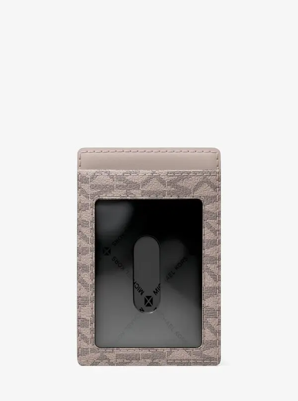 Michael Kors Hudson Signature Logo Card Case In By - Silver