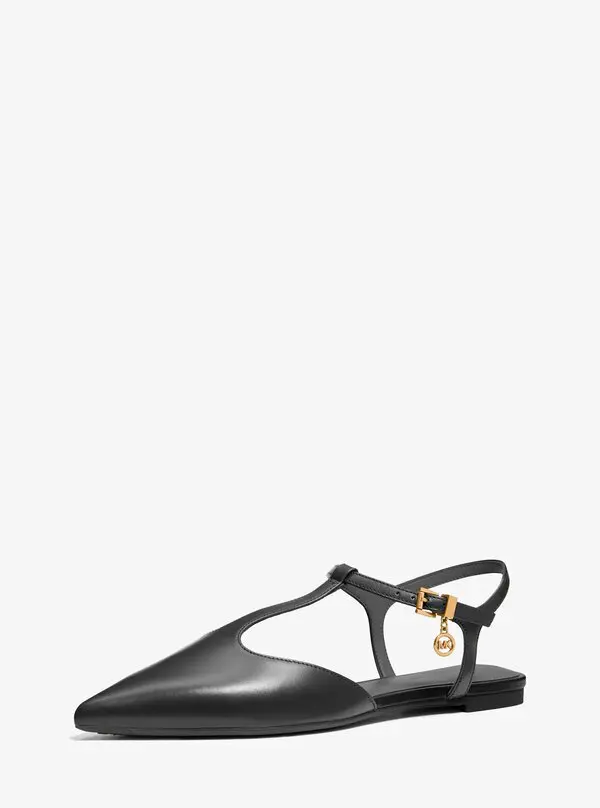 Michael Kors Cherie Leather T-strap Flat - Black