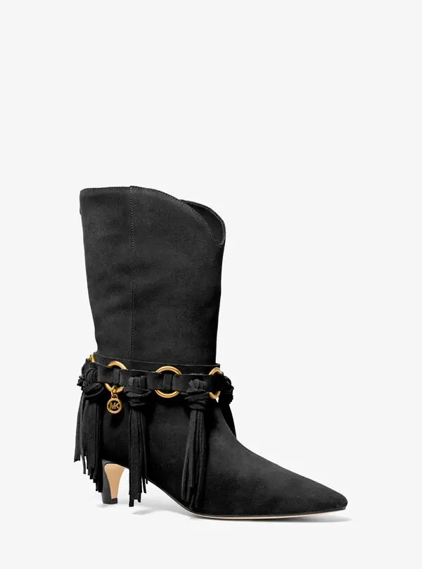Michael Kors Daniela Fringe Suede Boot - Black