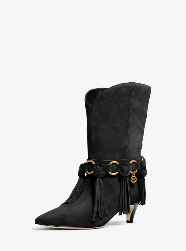 Michael Kors Daniela Fringe Suede Boot - Black