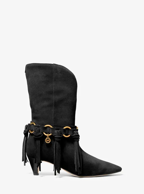 Michael Kors Daniela Fringe Suede Boot - Black