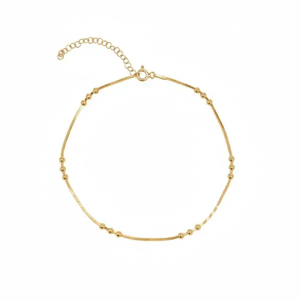 SPERO LONDON Sterling Silver Beaded Chain Anklet - Gold