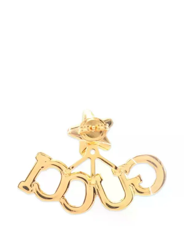 Gucci Plated Logo Star Rhinestone Embellished Stud Earrings