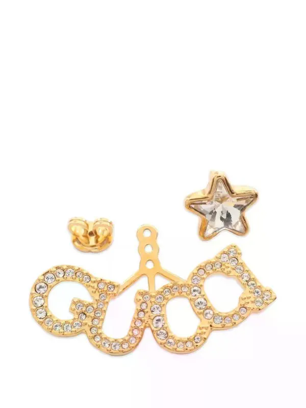 Gucci Plated Logo Star Rhinestone Embellished Stud Earrings