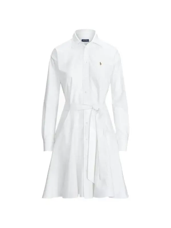 Polo Ralph Lauren Belted Logo-embroidered Mini Shirt Dress
